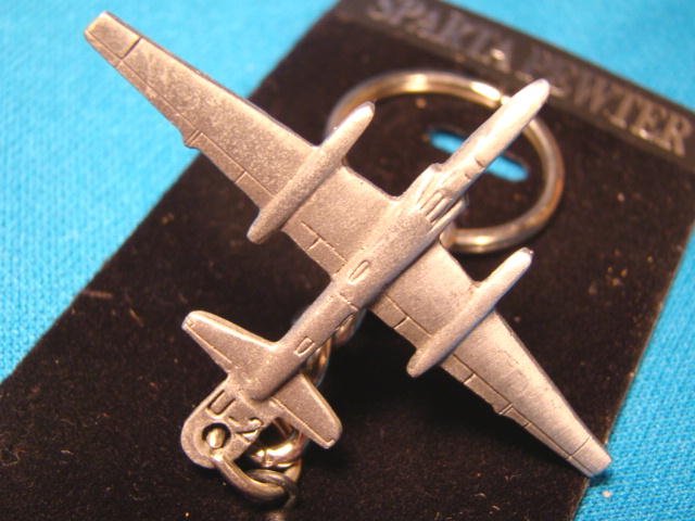 Pewter U-2 USAF CIA spy surveillance plane keychain military airplane ...