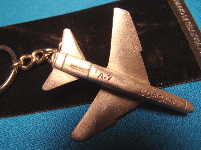 Pewter A-7 Corsair subsonic jet fighter keychain military airplane ...
