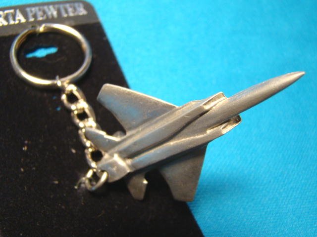Pewter F-15 Eagle USAF jet fighter keychain military airplane aircraft ...