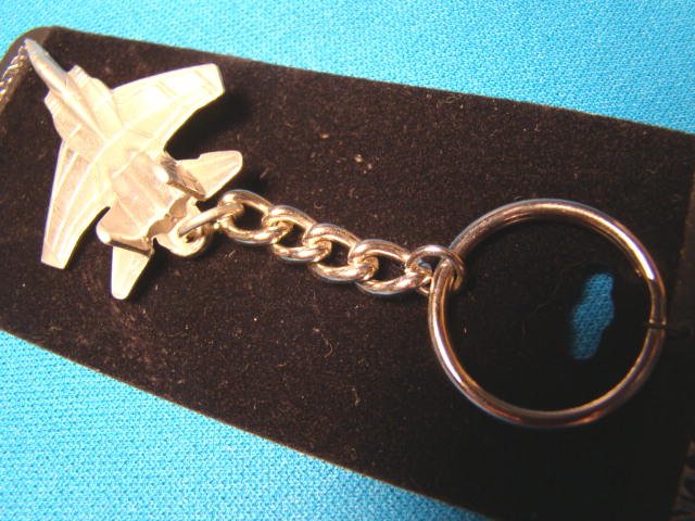 Pewter F-15 Eagle USAF jet fighter keychain military airplane aircraft ...