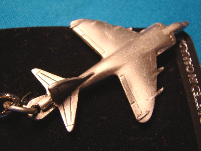 Pewter Harrier British jump jet keychain airplane aircraft military ...