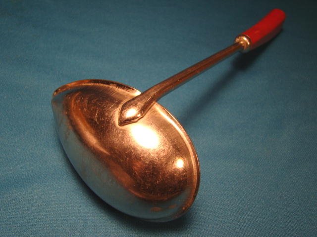 Bakelite cherry red chunky handle ladle Corona stainless steel spoon ...