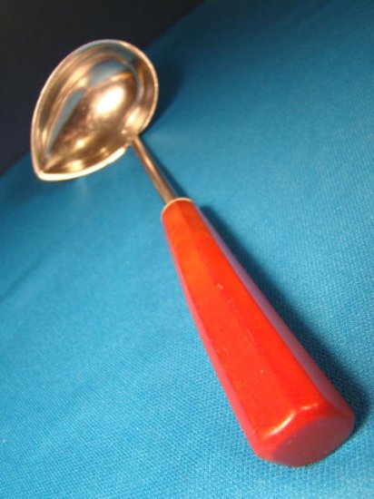 Bakelite cherry red chunky handle ladle Corona stainless steel spoon ...