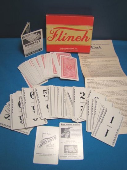 1938 Flinch playing card game Parker Brothers 150 cards instructions ...