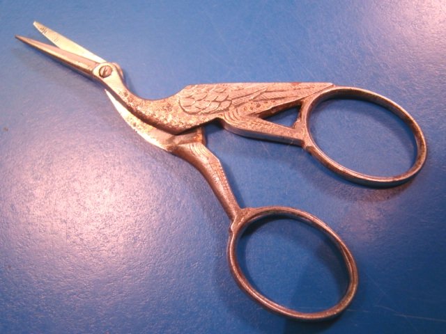 Stork herring bird scissors 1920s figural embroidery sewing baby W.H ...