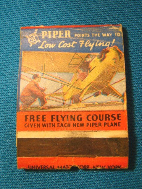 Piper Cub Aircraft 2 airplane matchbook covers light plane flying ...