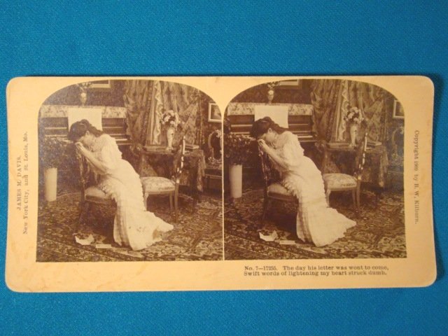 Victorian lady parlor scene stereograph stereoview stereoscope card ...