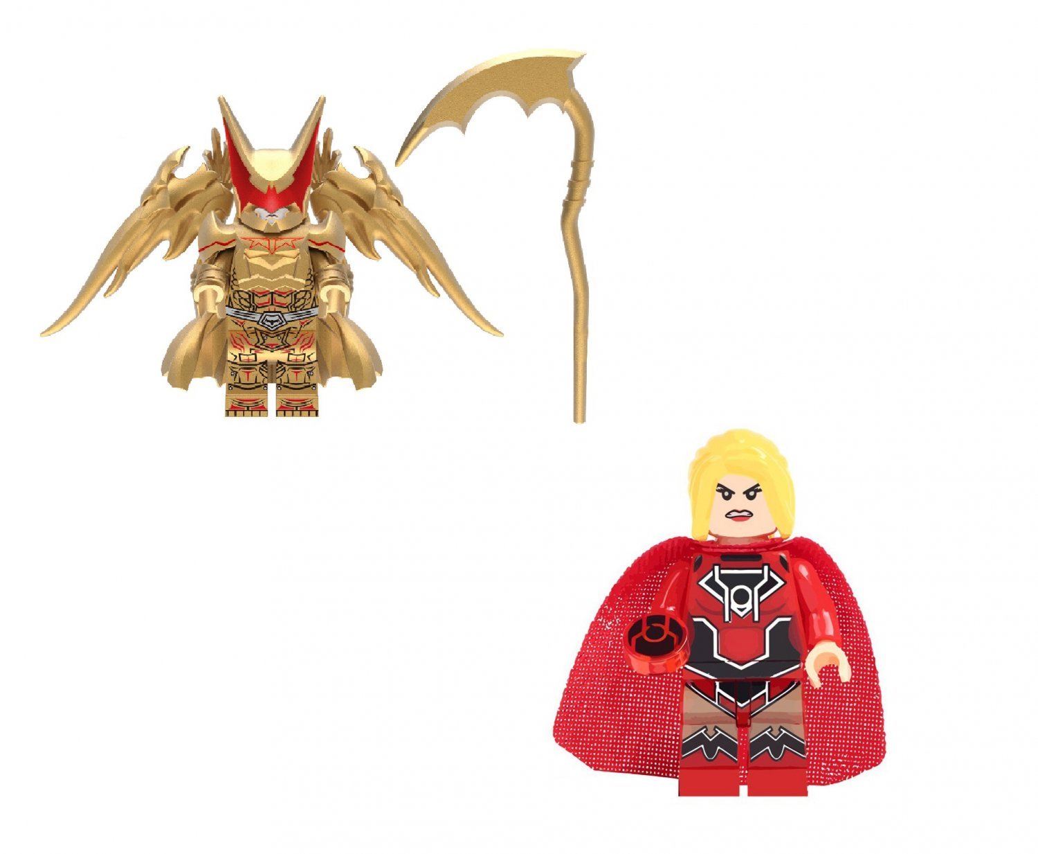 Red Lantern Supergirl VS Hellbat Minifigures Lego Compatible DC Superh