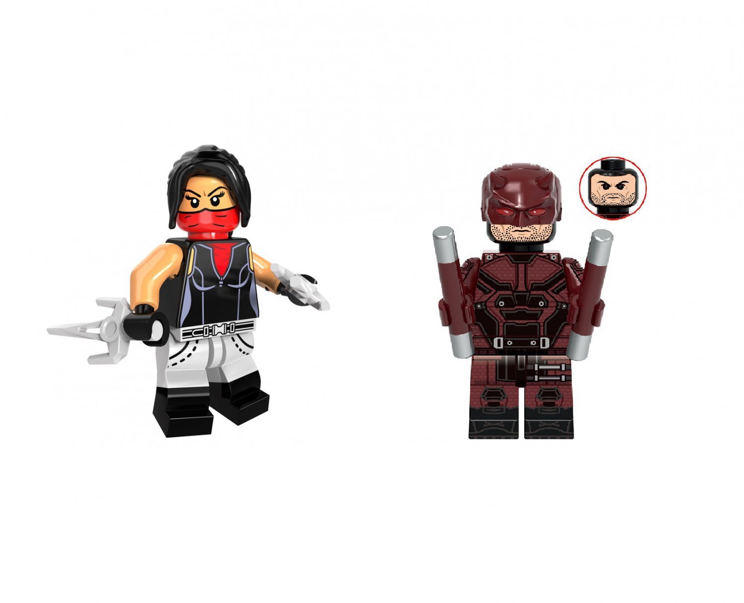 Daredevil and Elektra Minifigures Lego Compatible Daredevil Set