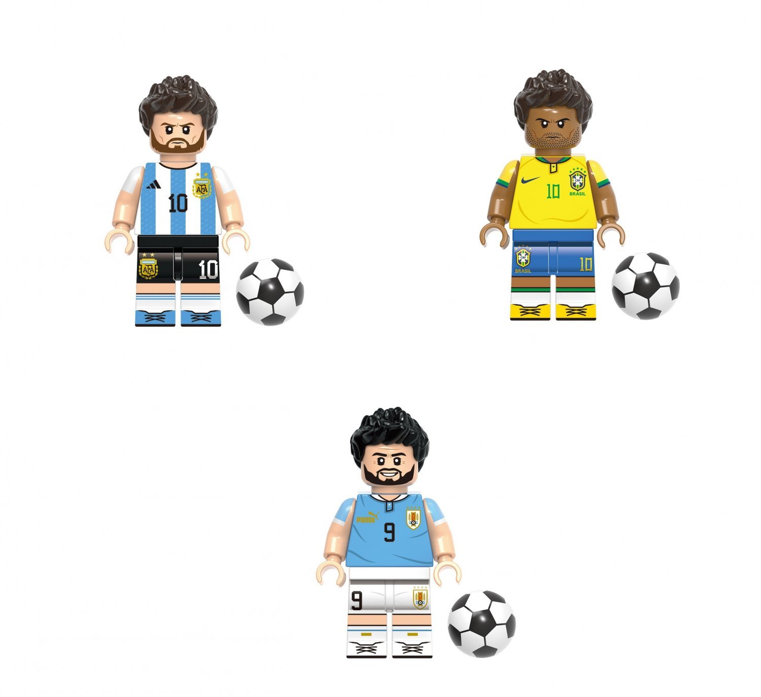 SuÃ¡rez Neymar Messi Minifigures Compatible Lego Football