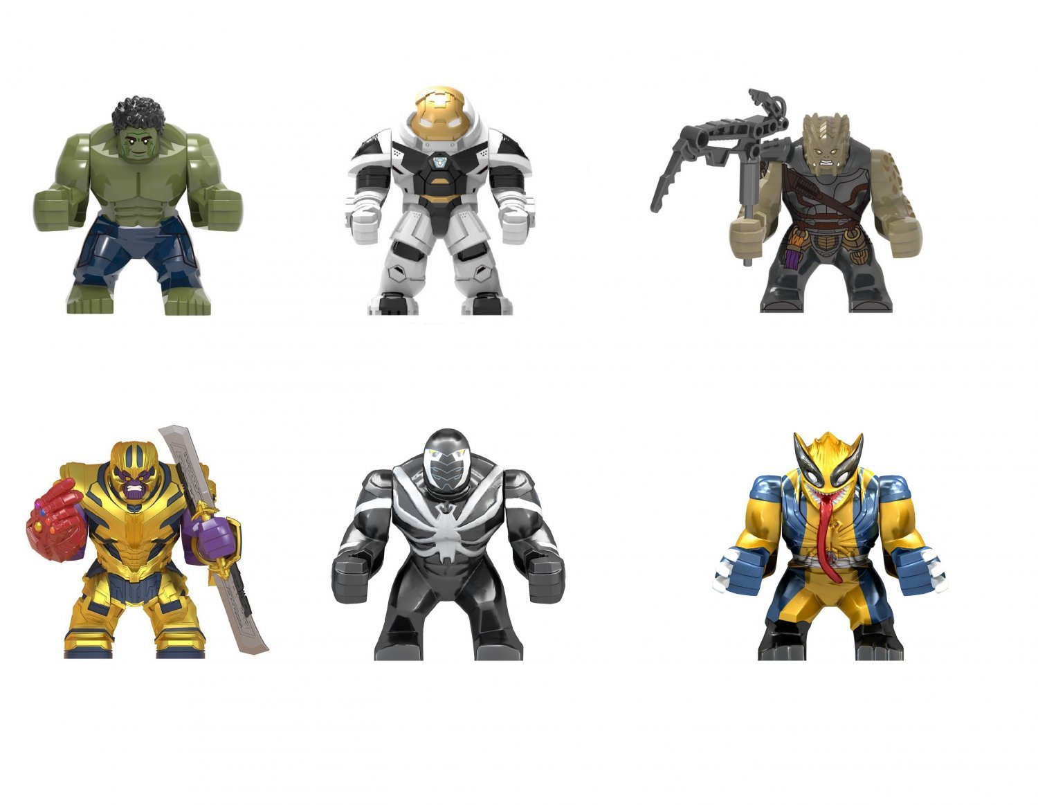 6pcs Big Wolverine Thanos Hulkbuster MK39 Hulk Minifigures Compatible