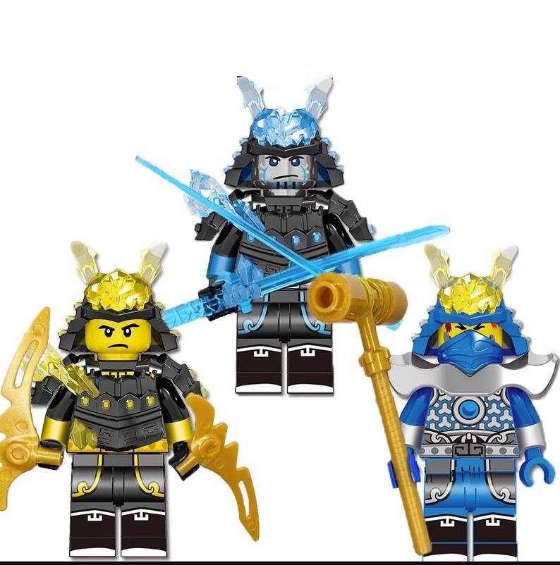 Black Blue Ice Samurai Minifigures Compatible Lego Ninjago Sets