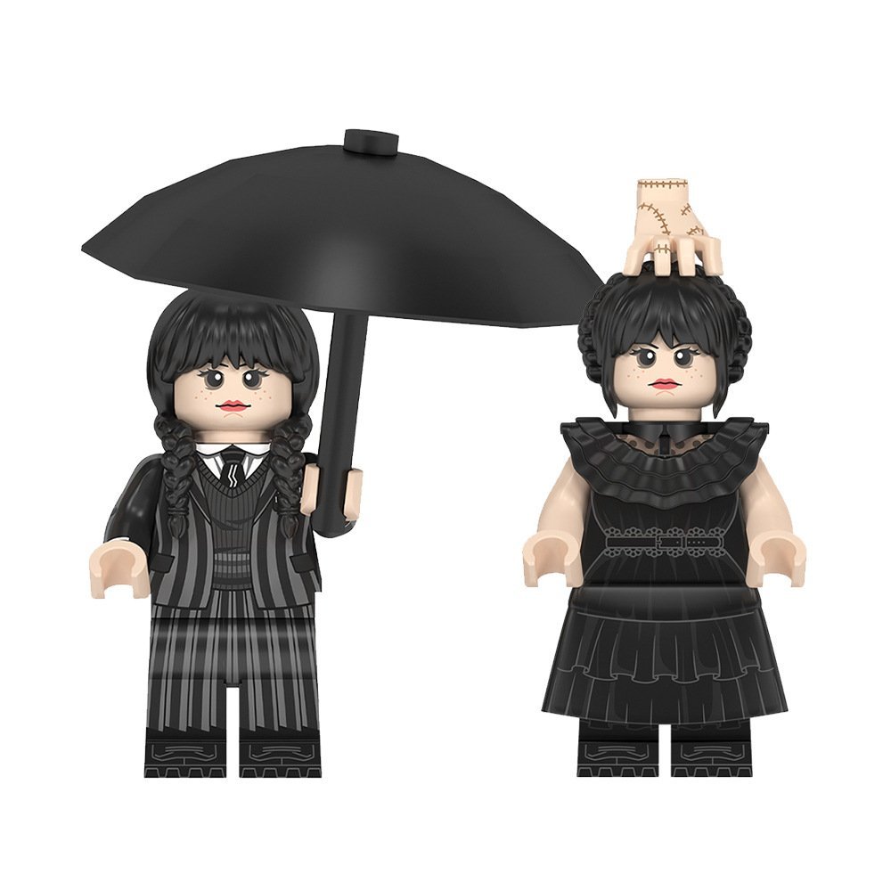 2 New Wednesday Addams Minifigures Compatible Lego TV Set