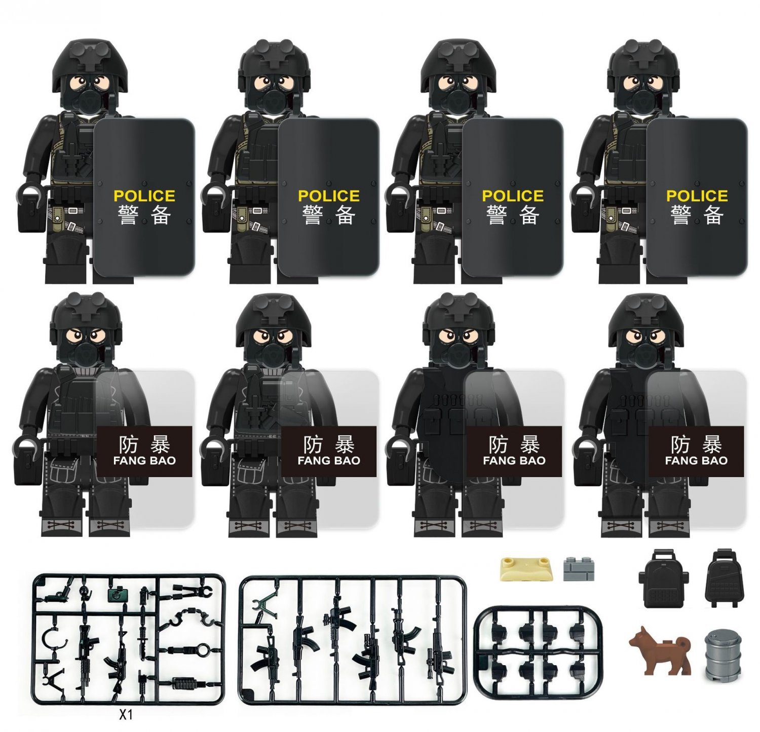 NY Police Riot Police Minifigures Compatible Lego City Riot Police Set