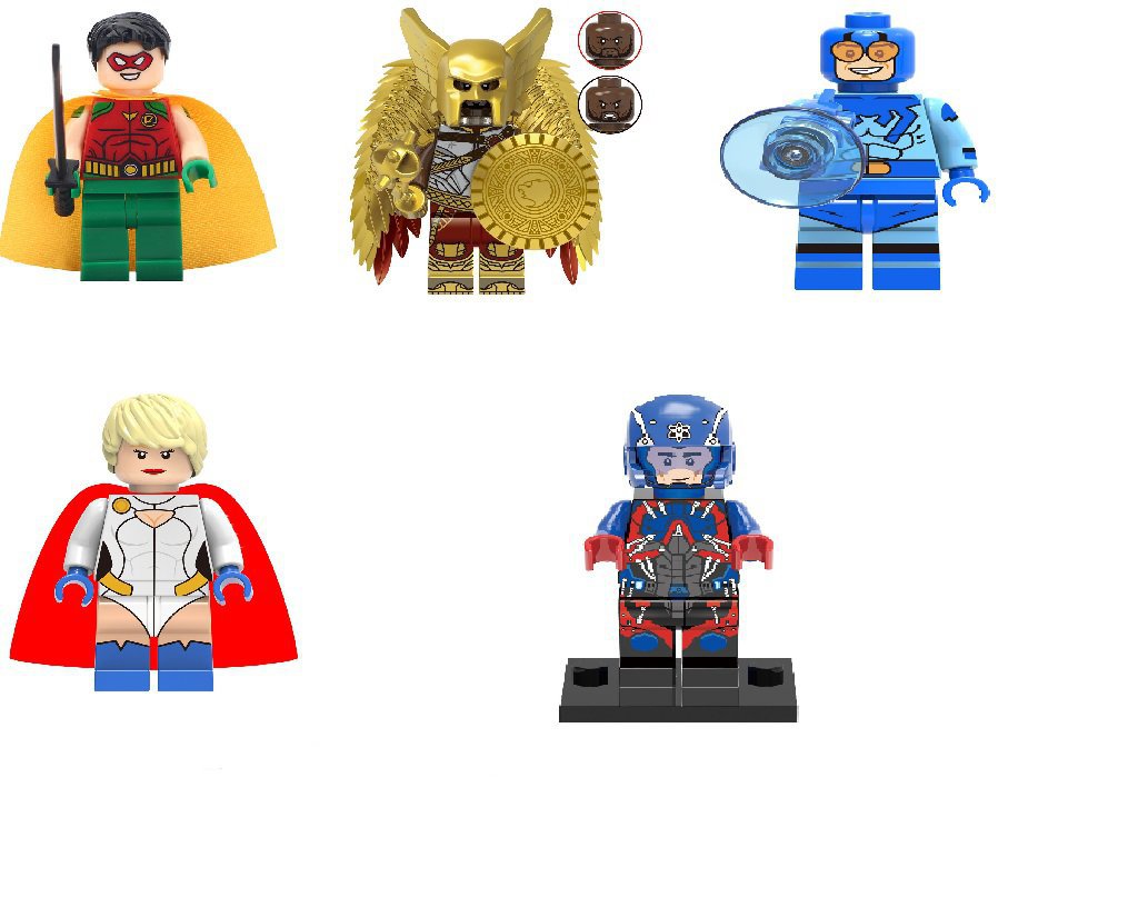 Robin Huntress Power Girl Atom Hawkman Minifigures Compatible Lego Jus