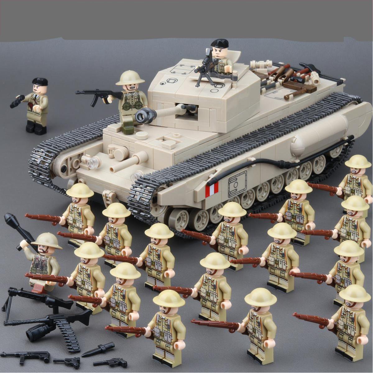 Britain Churchill Tank Commando Minifigures Lego Compatible WW2 Milita