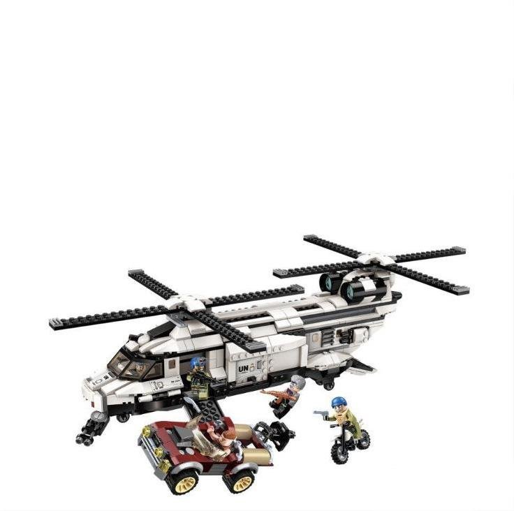 UN Peacekeeping troops double-rotor Helicopter Minifigures Lego Compat