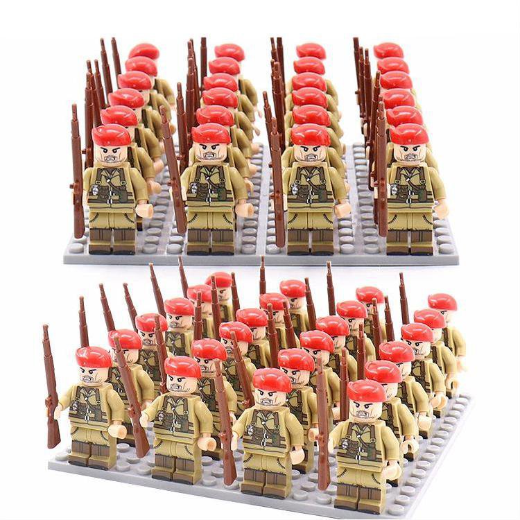 24pcs British Beret Army Minifigures Lego Compatible WW2 Battle for Eu