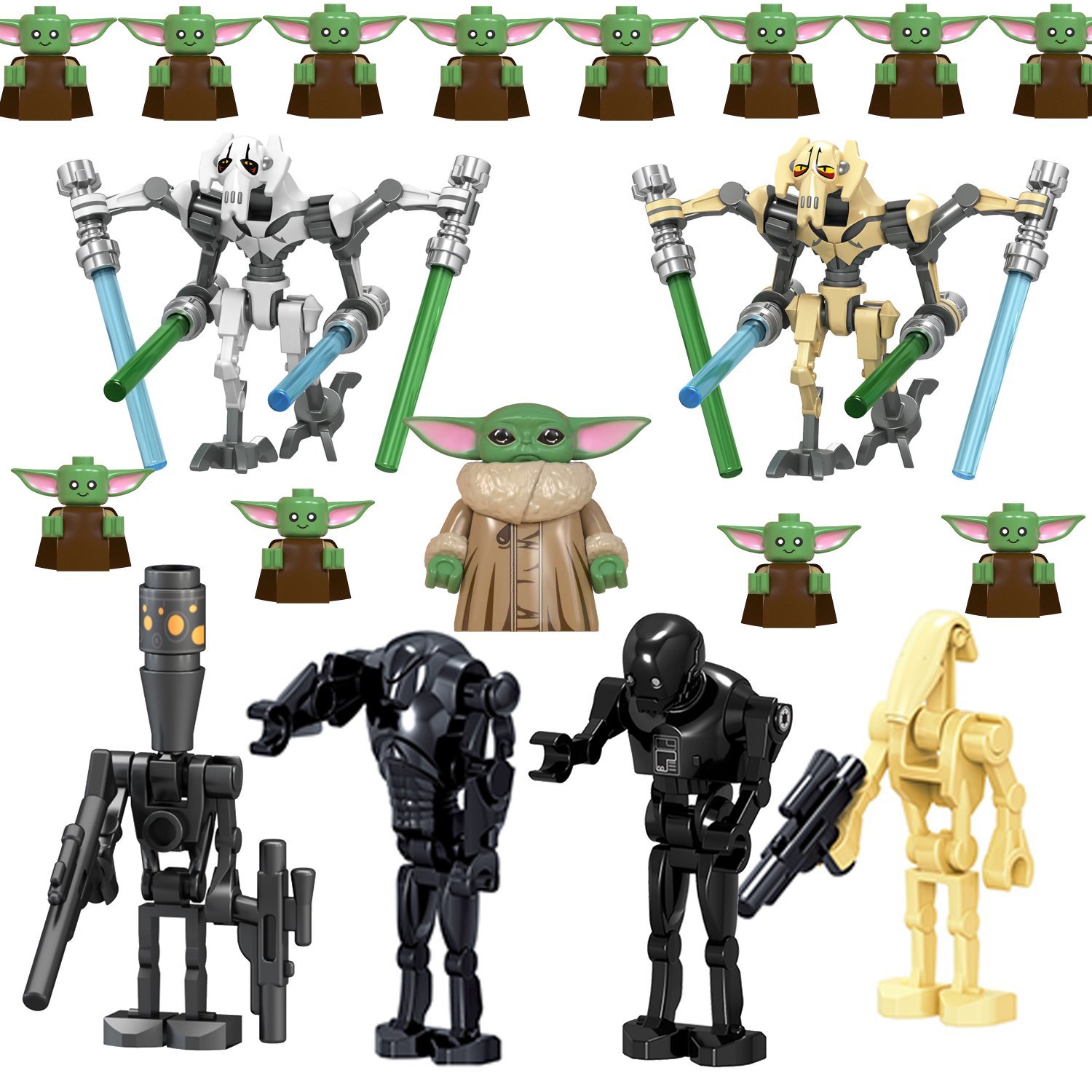 19pcs Yoda Baby General Grievous Battle Droid Minifigures Lego Compati