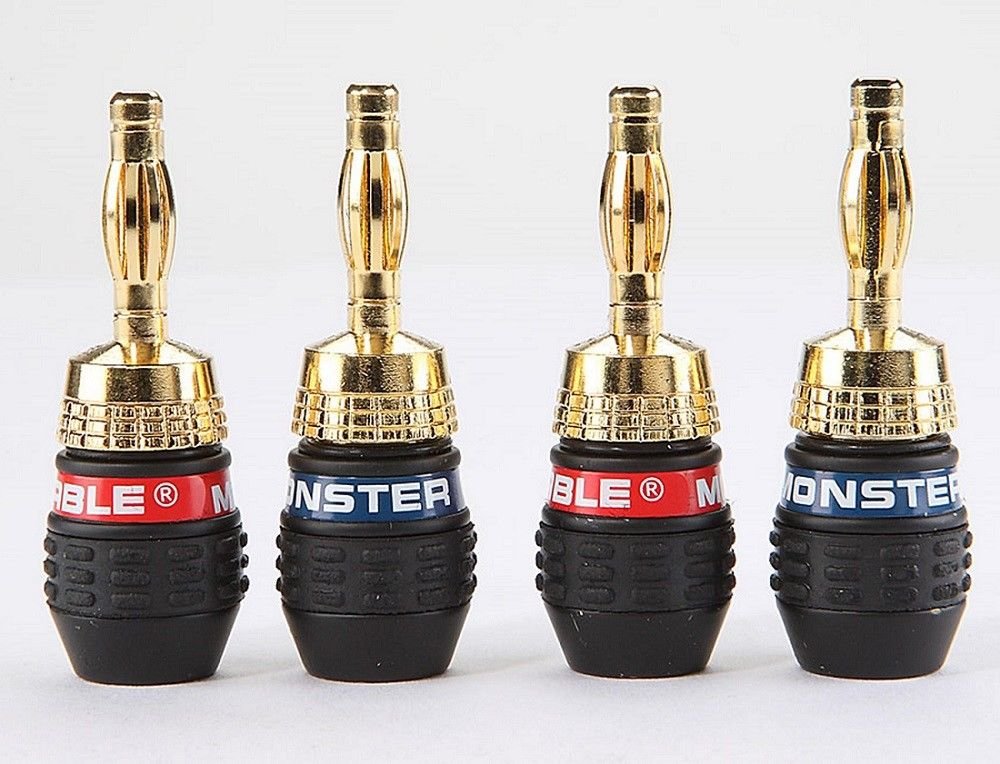 Monster Cable Black Platinum Quick Lock Banana Plugs Connectors 2 Pair ...