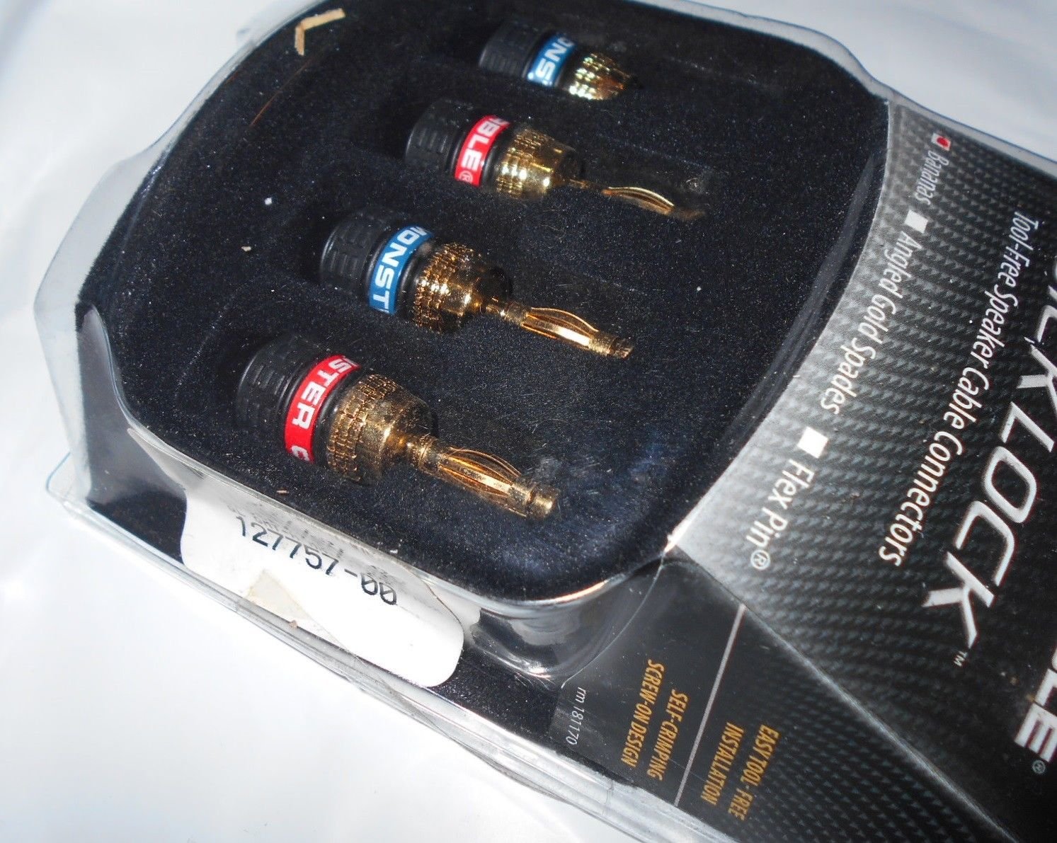 Monster Cable Black Platinum Quick Lock Banana Plugs Connectors 2 Pair ...
