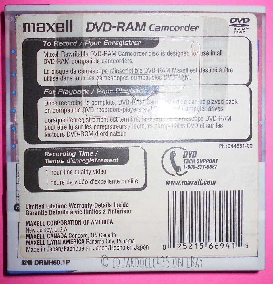 NEW MAXELL Mini DVD-RAM 60min 2.8GB Camcorder Disc Hitachi Panasonic ...