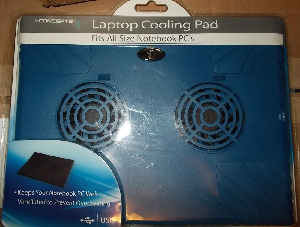 Dual 2 Fan Cooling Pad Vented Laptop Notebook Desk Blue M10517-MB USB ...