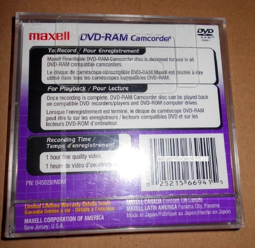 NEW MAXELL Mini DVD-RAM 60min 2.8GB Camcorder Disc Hitachi Panasonic ...