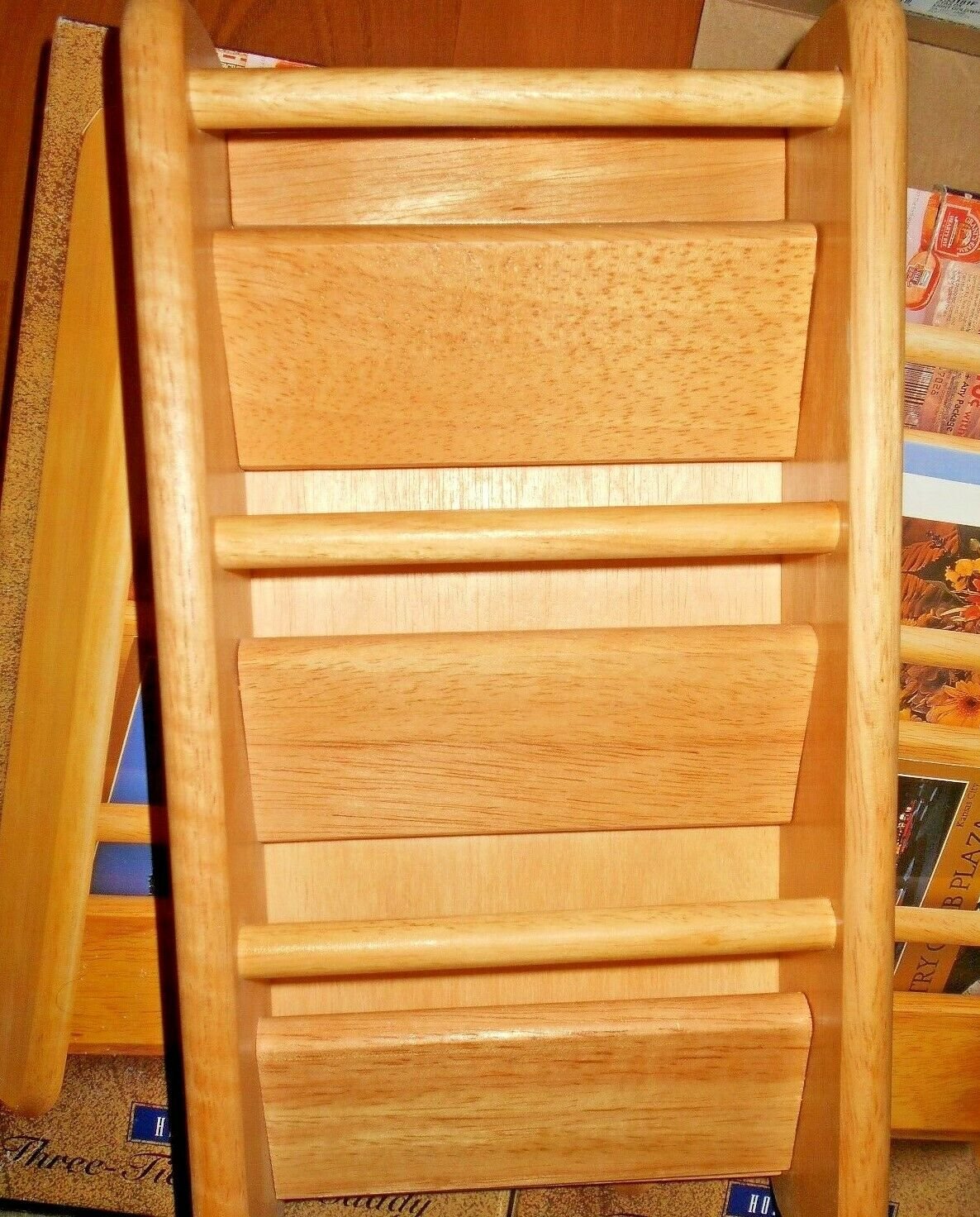 3 Slot Wall Mount Bamboo Mail Organizer Letter Holder Rack