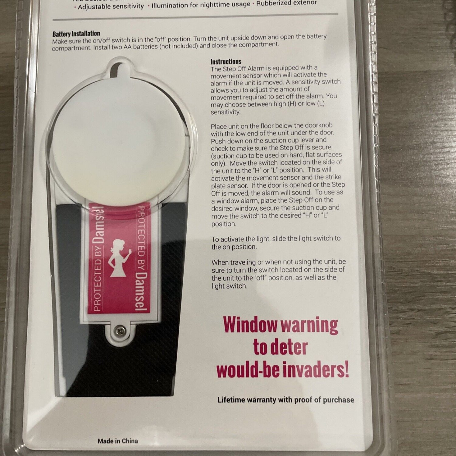Portable Entry Alarm 120 dB - Damsel in Defense