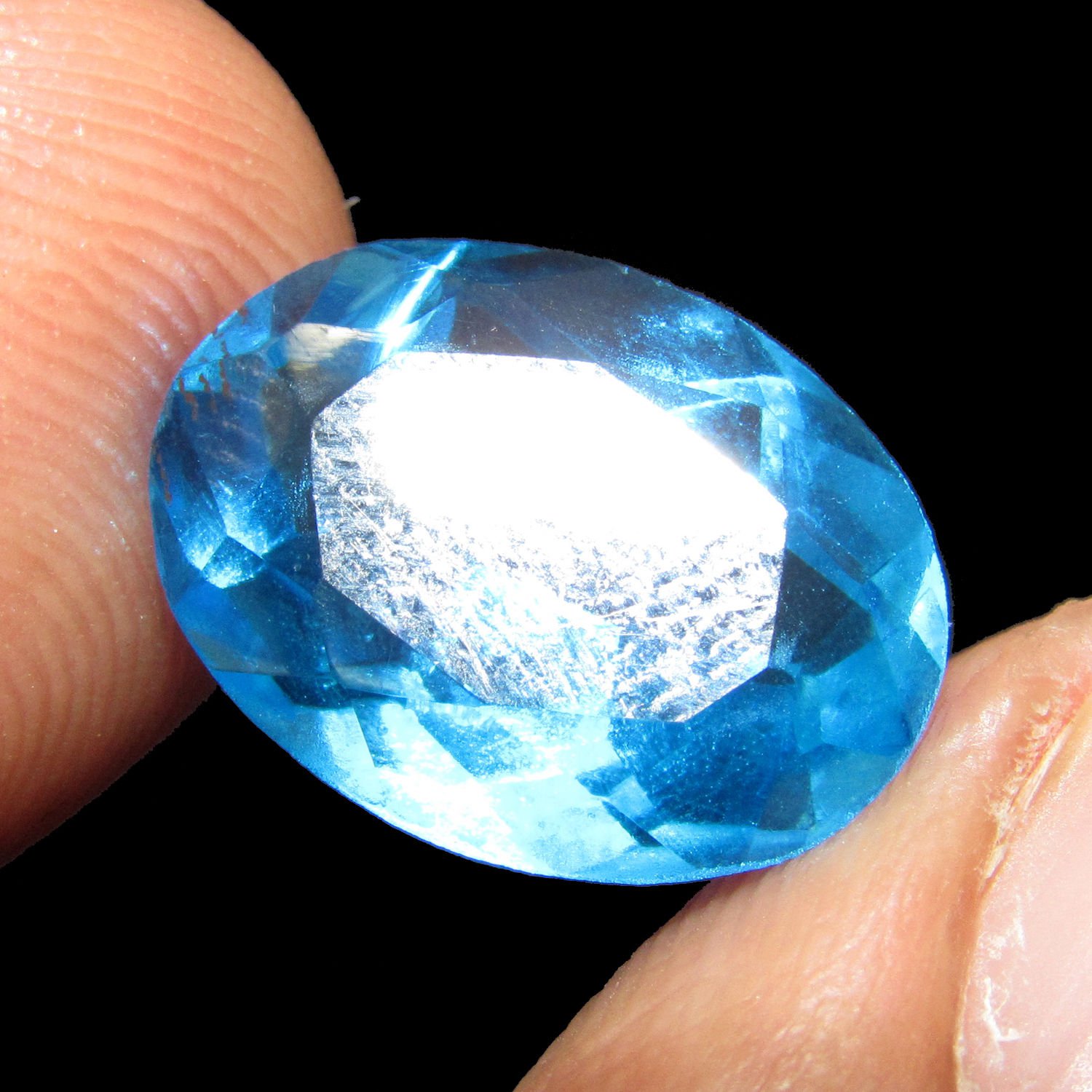 Stunning &Transparent 7.10Cts Oval Cut Lab Created Blue Topaz Gemstone ...