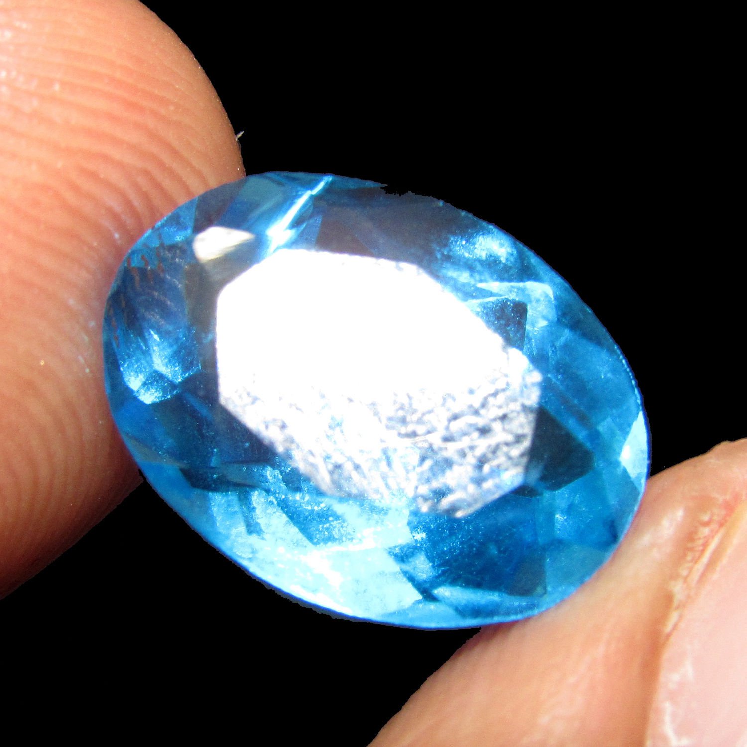 Stunning &Transparent 7.10Cts Oval Cut Lab Created Blue Topaz Gemstone ...