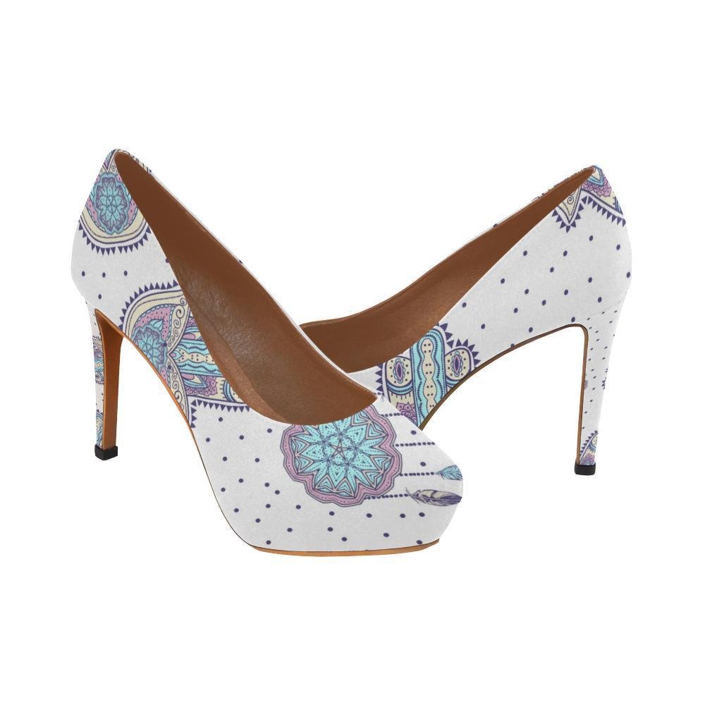 Bohemian Pattern with Hamsa and Dreamcarcher Women's High Heels