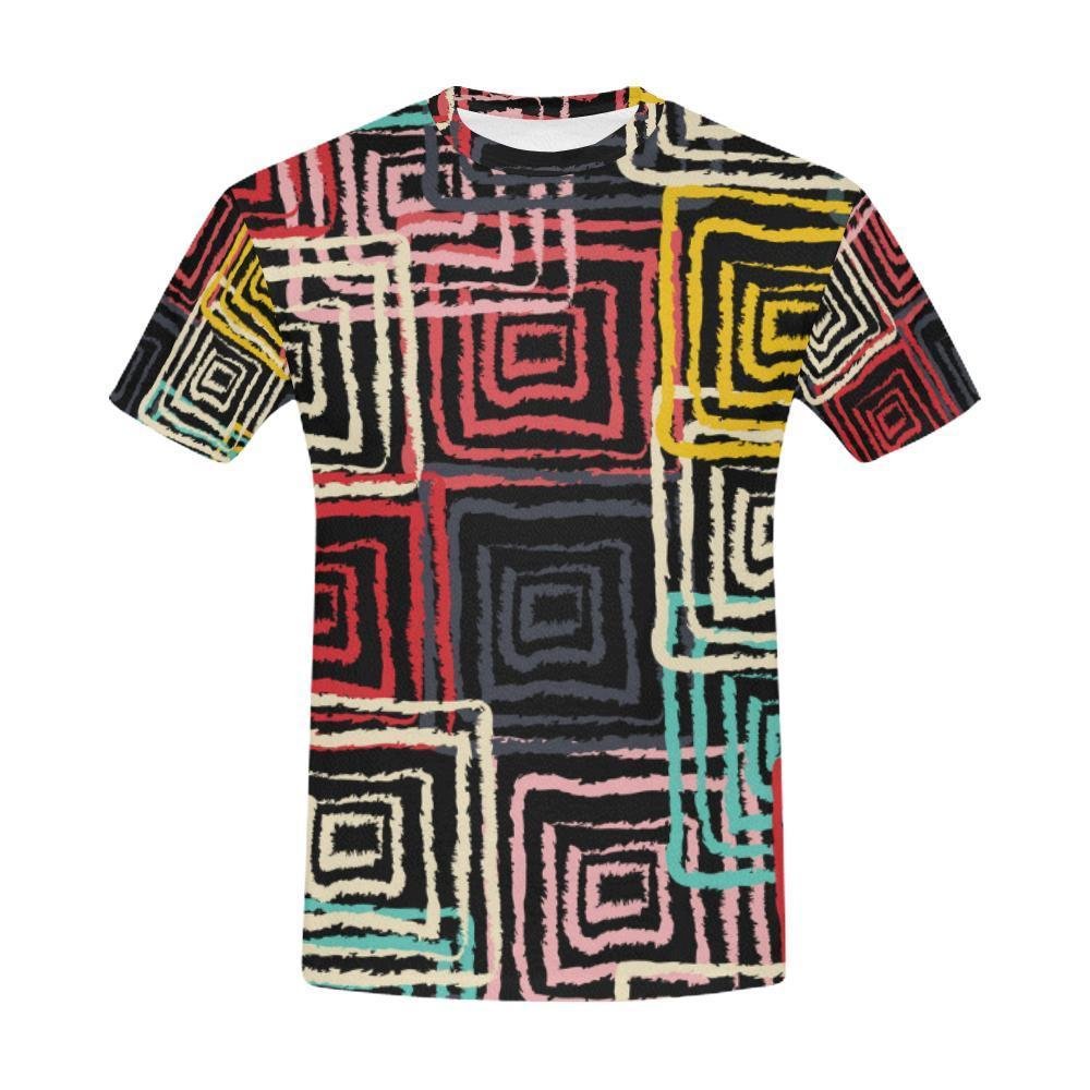 Abstract Geometric Pattern All Over Print T-Shirt for Men (USA Size)