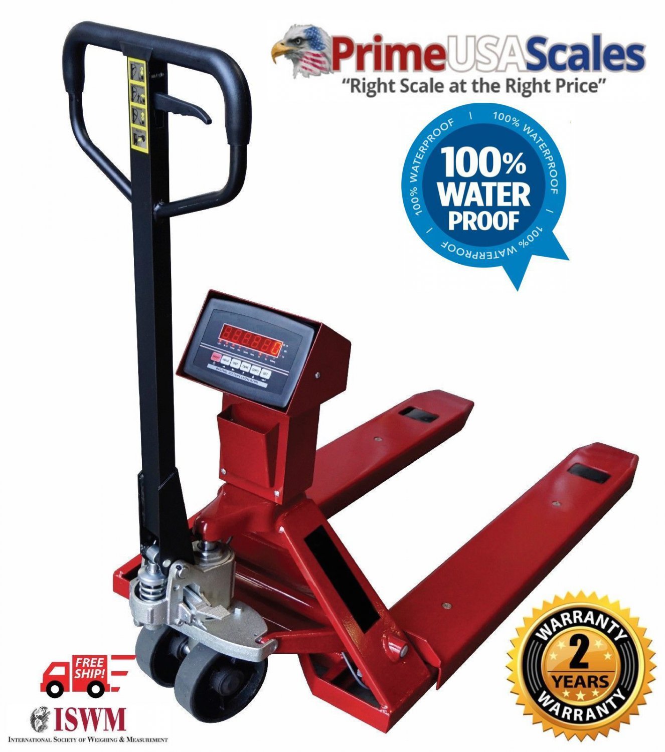 Pallet Jack Scale 5,000 lb Pallet Truck Scale Wash Down Load Cells IP67