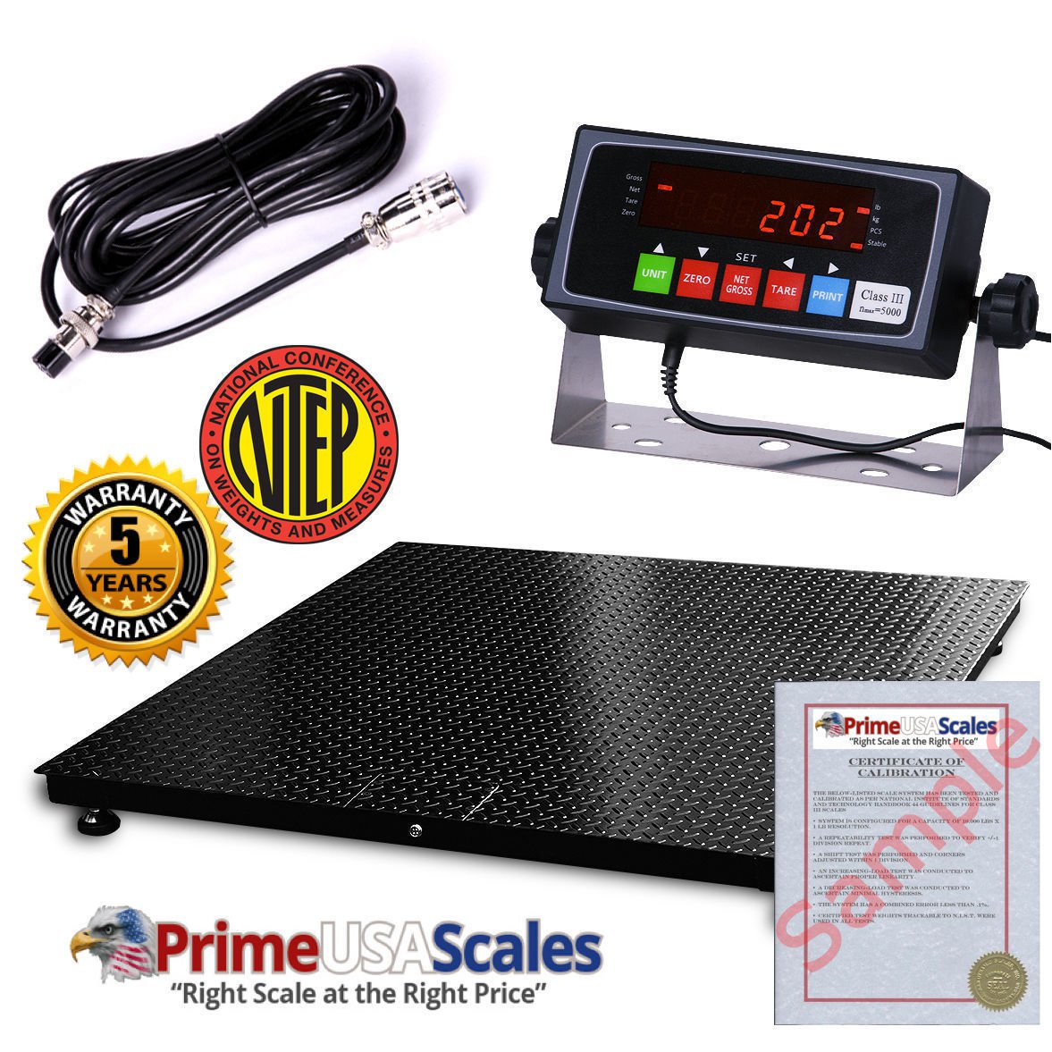5 Year Warranty 10,000 lb 3x3 Pallet Floor Scale Warehouse NTEP Legal 4 ...