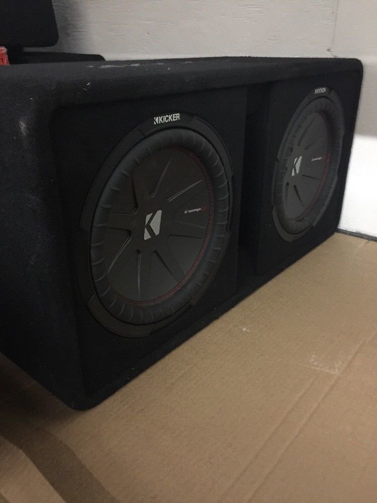 KICKER CompR Dual 12" Dual-Voice-Coil 2-Ohm Subwoofers with Enclosure ...