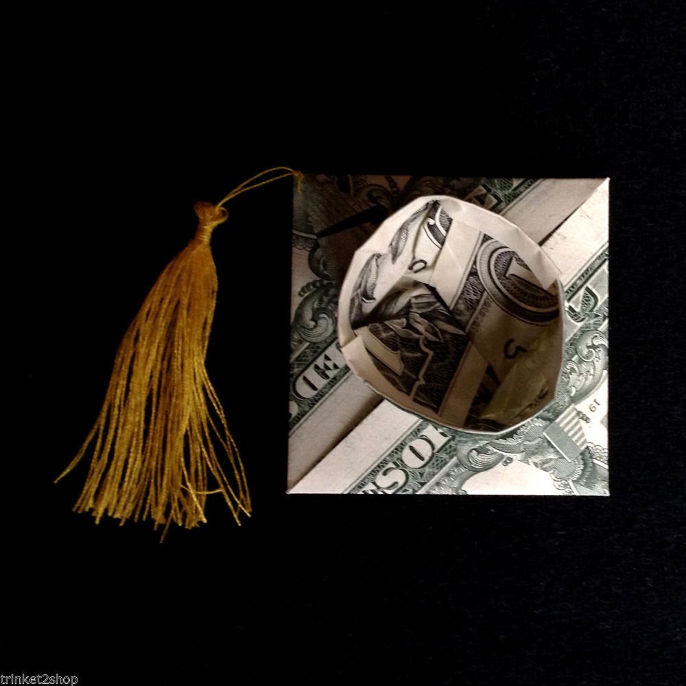 Origami GRADUATION CAP 3D Art Gift Hat Money Handmade out of Real 1 ...