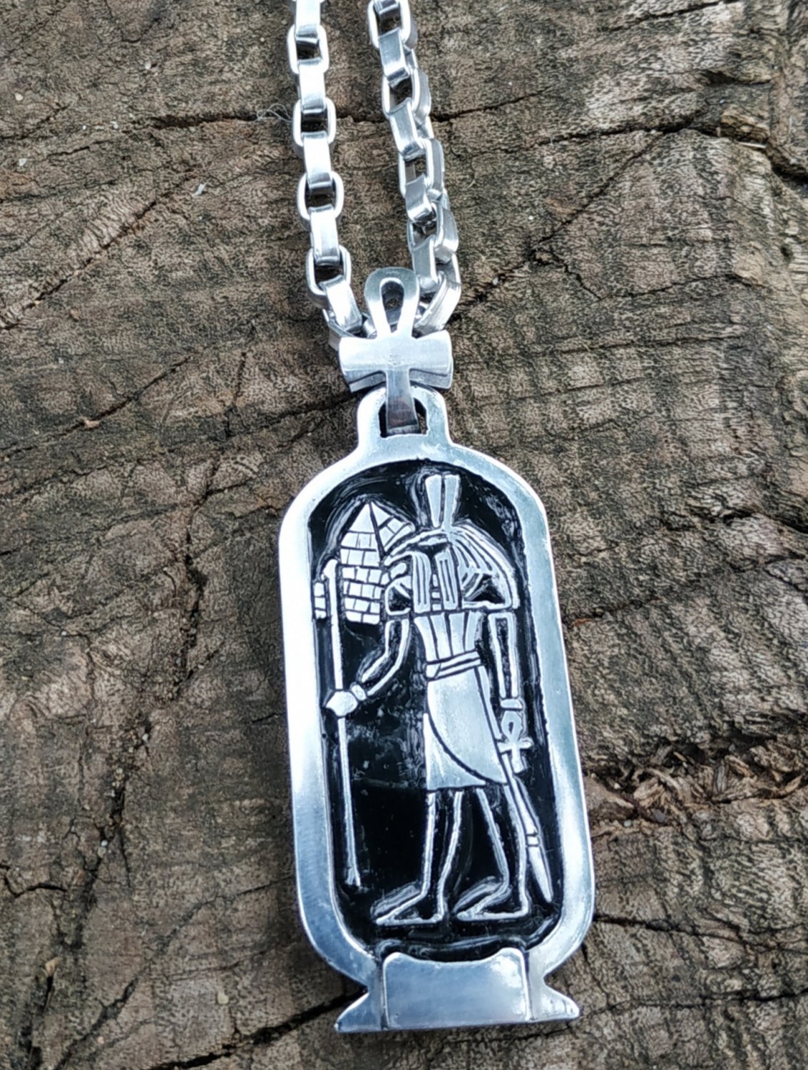 Double sided Egyptian god Seth cartouche necklace , ancient chaos deity ...