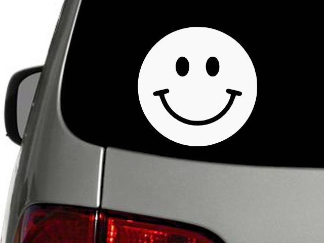 Smiley Face Vinyl Decal Sticker, high quality, white, CHOOSE SIZE