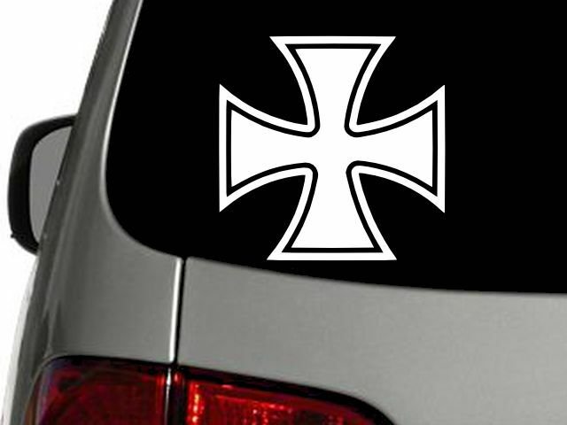 IRON CROSS Biker Vinyl Decal Car Wall Window Sticker CHOOSE SIZE COLOR
