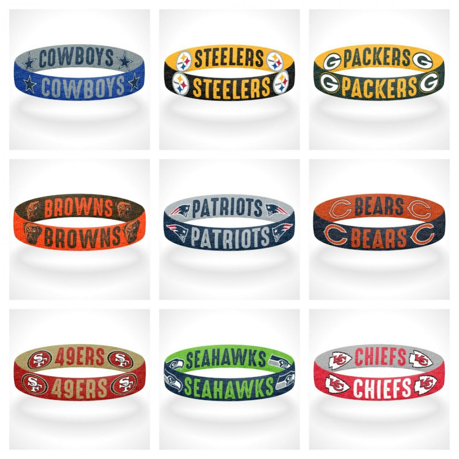Reversible NFL Team Mascots Bracelet Stretch Bracelet NFL Wristband