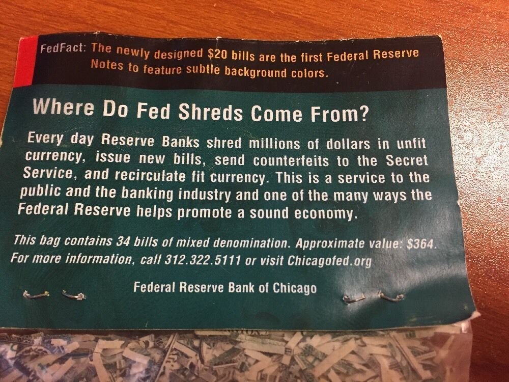 Fed Shreds Federal Reserve Bank Of Chicago US Currency Paper Money ...