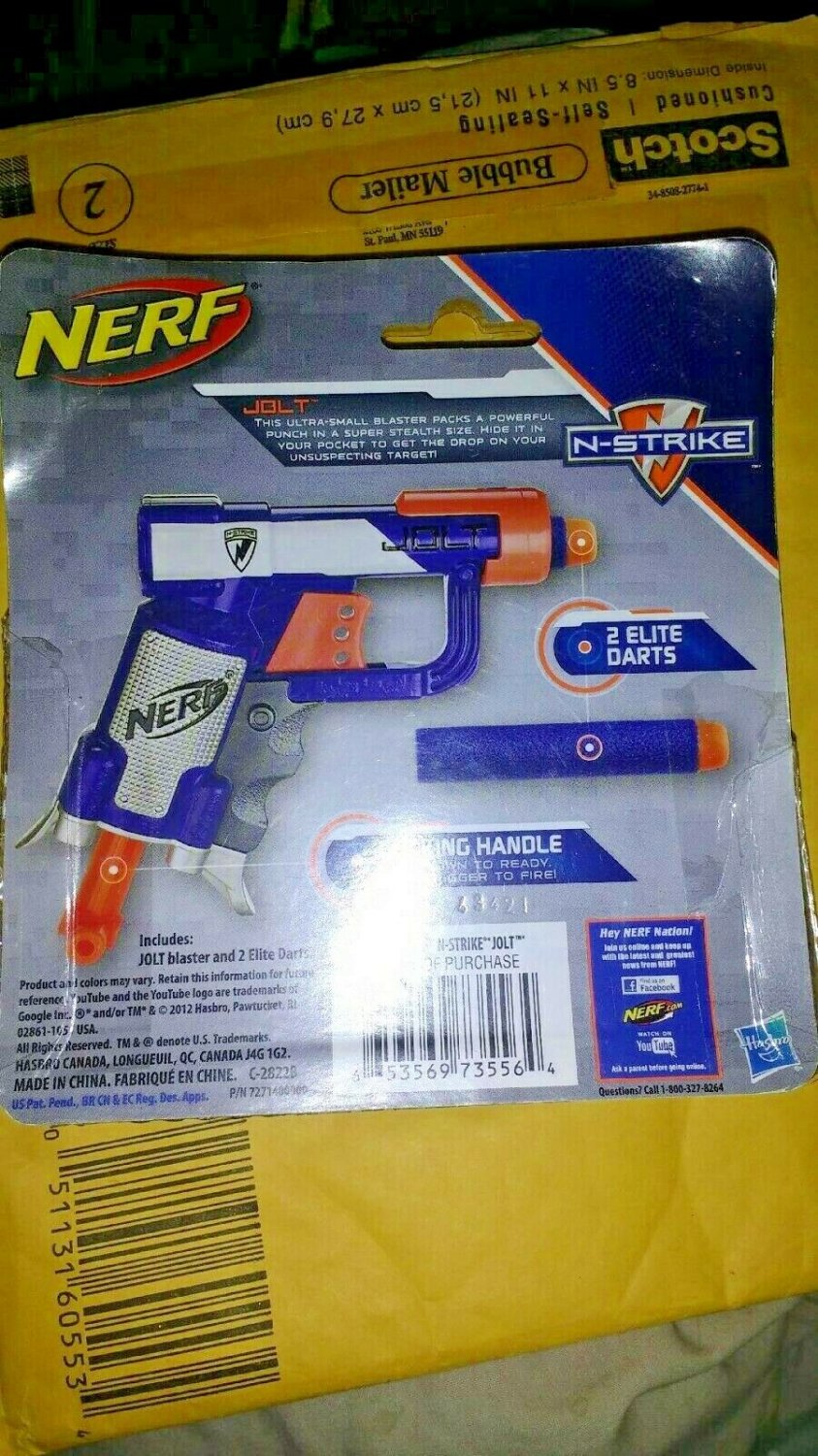 HASBRO* NERF Stealth Sized Blaster N-STRIKE SNAPFIRE & JOLT Toy Dart ...