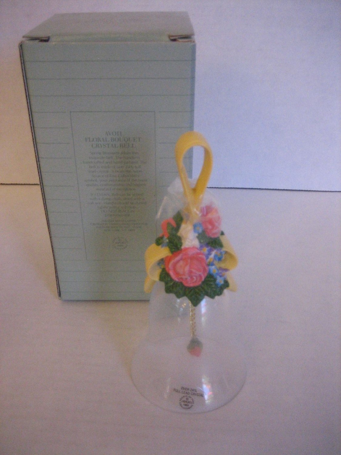 Vintage Avon Floral Bouquet Crystal Bell 1989 NIB 5 1/2 in.T Multi ...