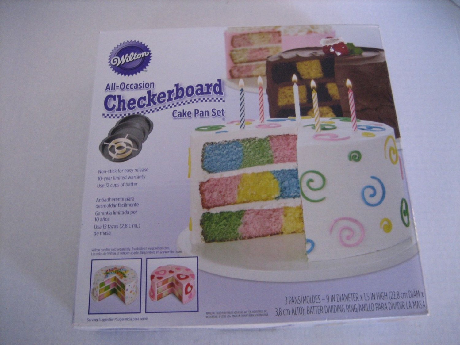 Wilton All Occasion Checkerboard Cake Pan Set Non Stick 3 Pans/Dividing ...