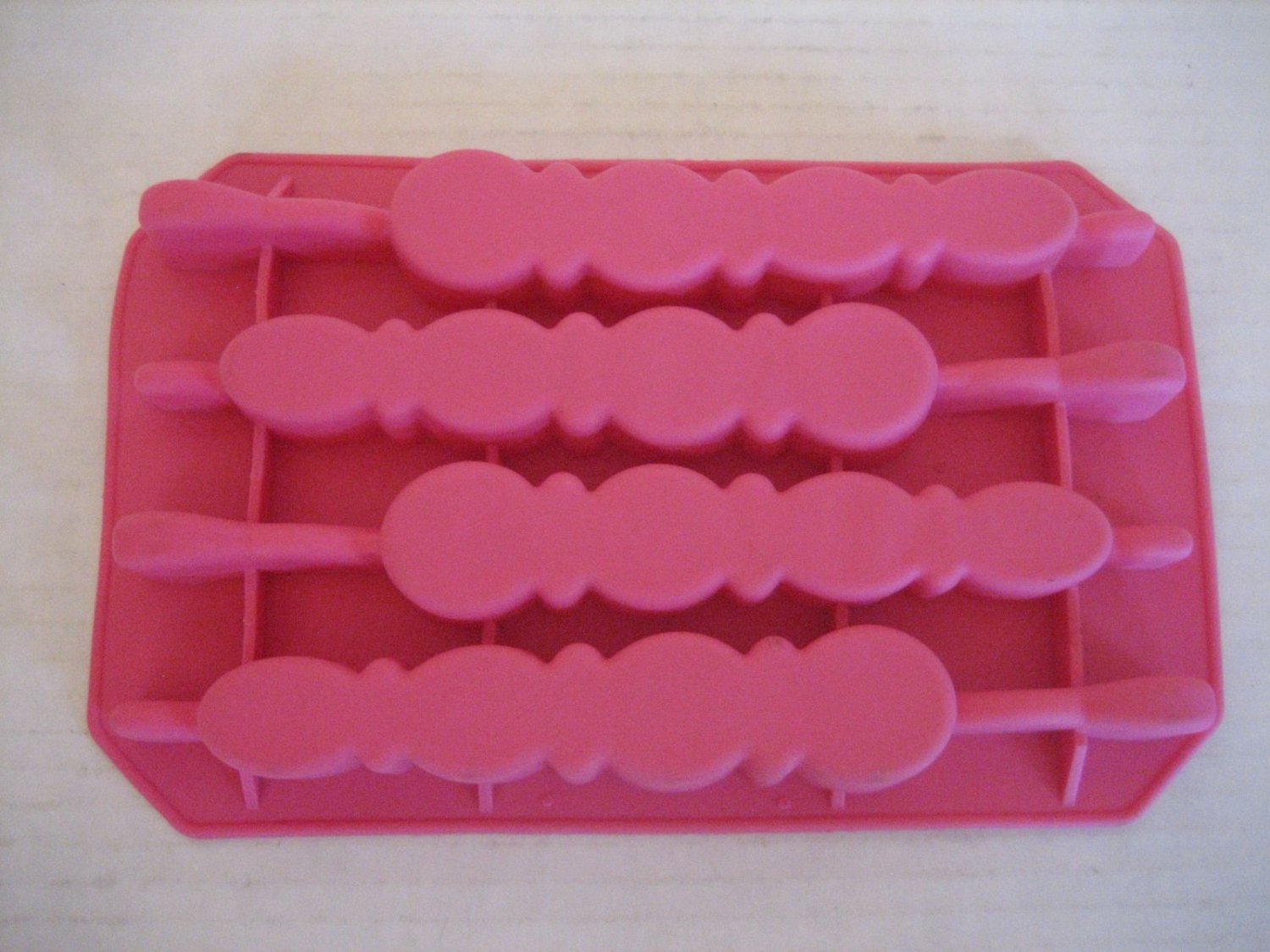 Pink Rubber Ice Cube Tray Mold Oval/Round 4 Decorative Sticks 5 in.W x ...