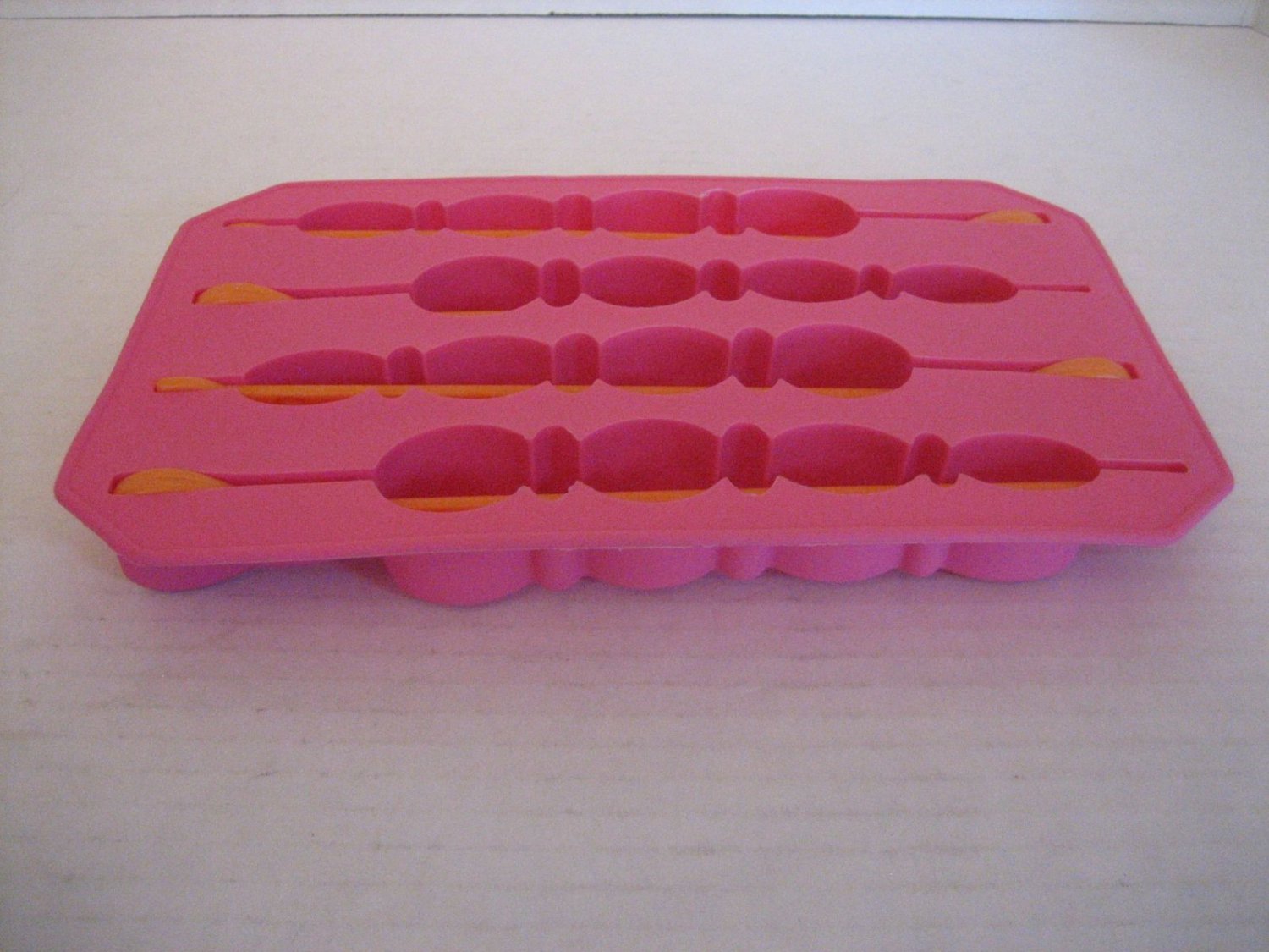 Pink Rubber Ice Cube Tray Mold Oval/Round 4 Decorative Sticks 5 in.W x ...