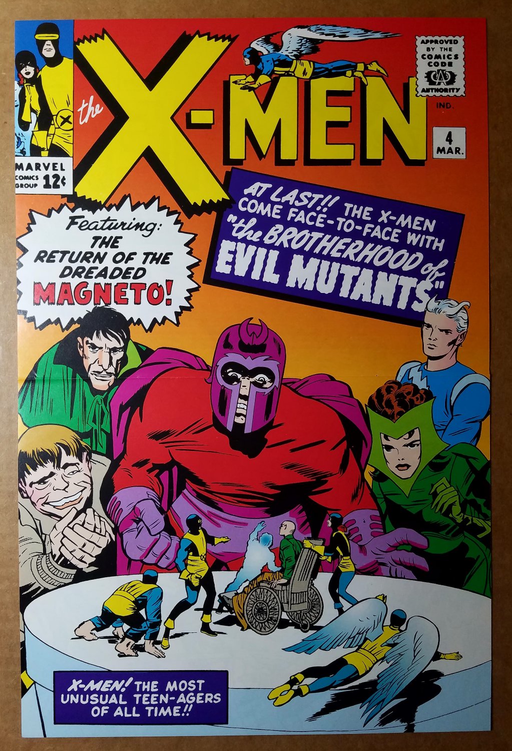 X-Men 4 Angel Cyclops Magneto Marvel Comics Poster by Jack Kirby
