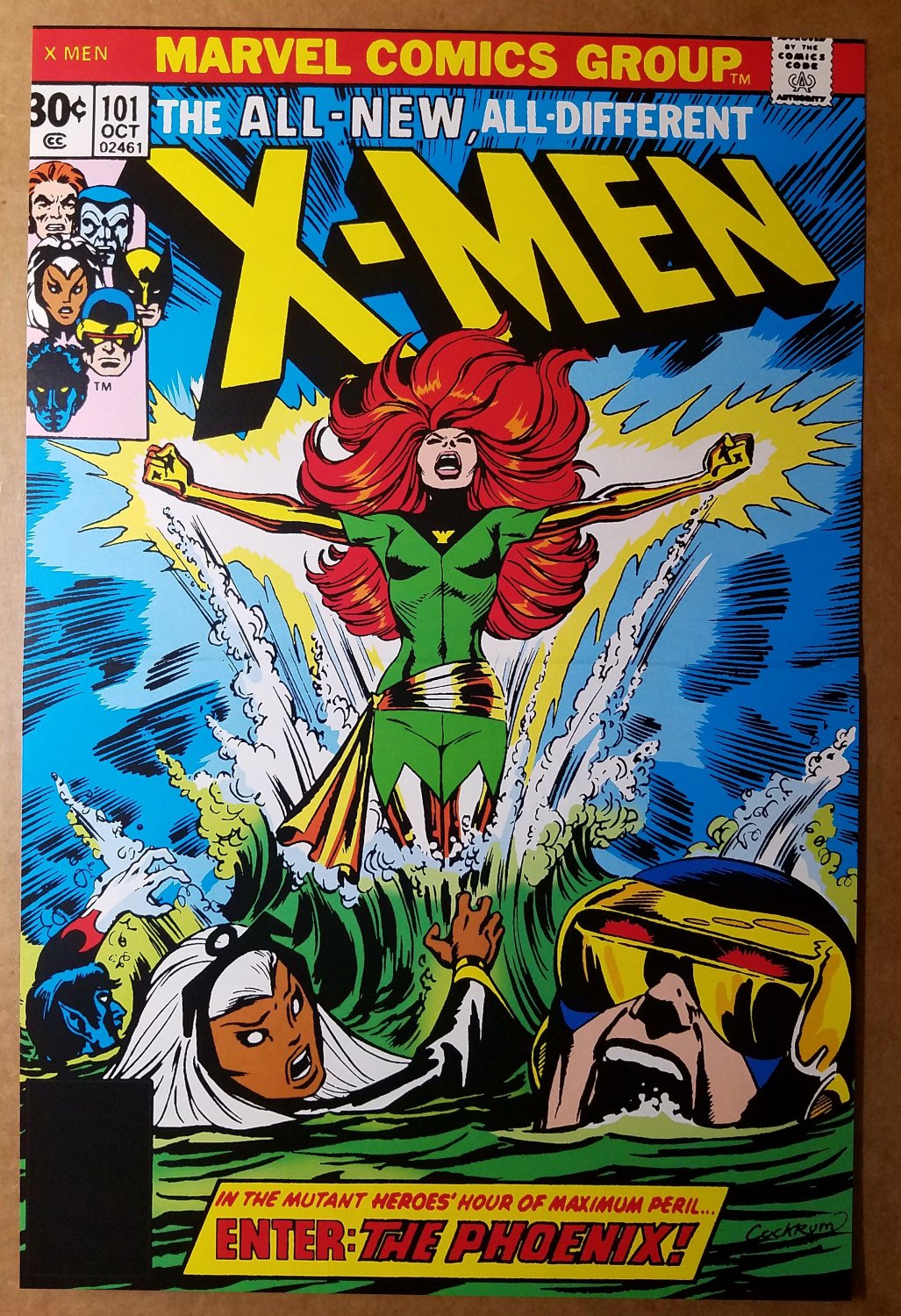 X-Men 101 Storm Cyclops Vs Phoenix Marvel Comic Poster by Dave Cockrum